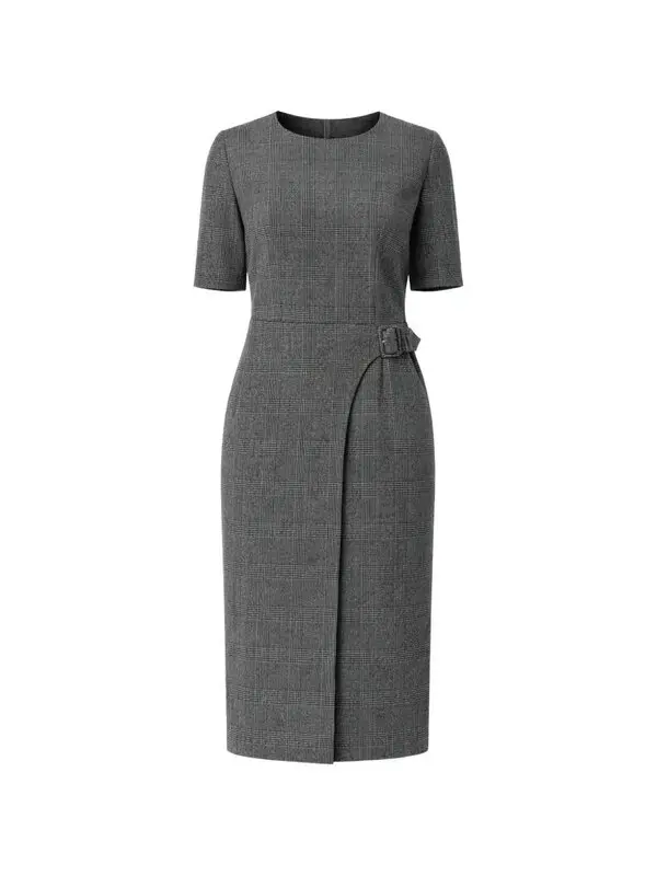BOSS Plaid Pattern Midi Dress