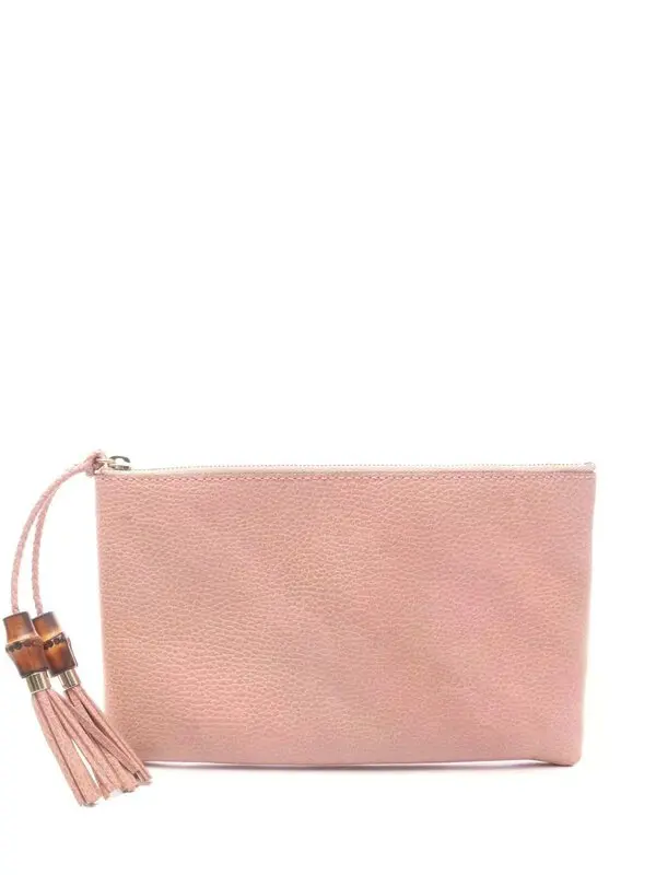 Gucci Calfskin Bamboo Clutch Bag - Pink