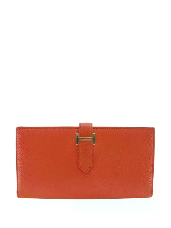 Hermès 2015 Epsom Bearn Soufflet Wallet Long Wallets - Orange