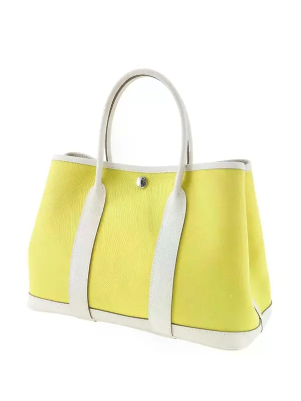 Hermès 2020 Toile Officier And Vache Country Garden Party 30 Tote Bag - White