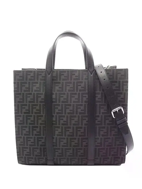 Fendi 2000-2010 Zucca Canvas Shopper Satchel - Black