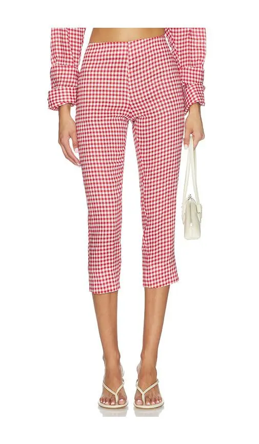 AEXAE Linen Capri Pant - Red