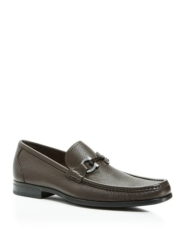 FERRAGAMO Grandioso Double Gancini Bit Leather Loafers Narrow - Dark Brown