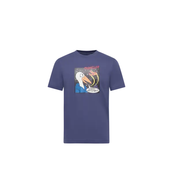 Moncler Space Monduck Cotton T-shirt - Blue