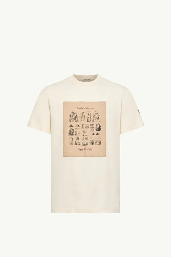Moncler Safari Wardrobe Print Cotton T-shirt - White
