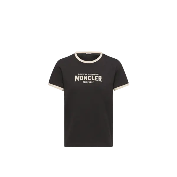 Moncler Flock Logo Jersey T-shirt - Black