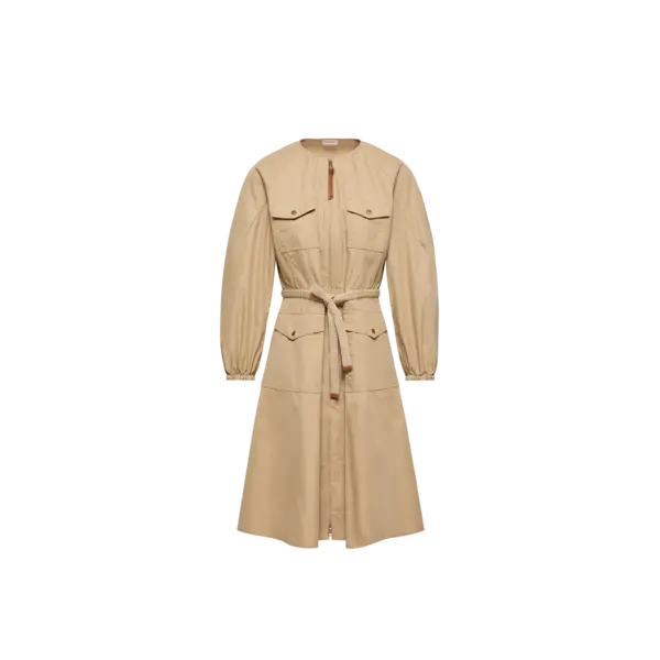 Moncler Pleated Poplin Dress - Beige