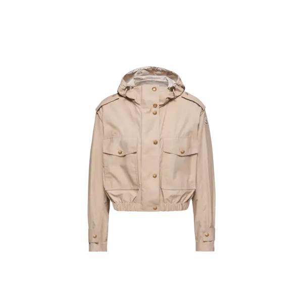 Moncler Carex Hooded Cotton Blend Poplin Jacket - Beige