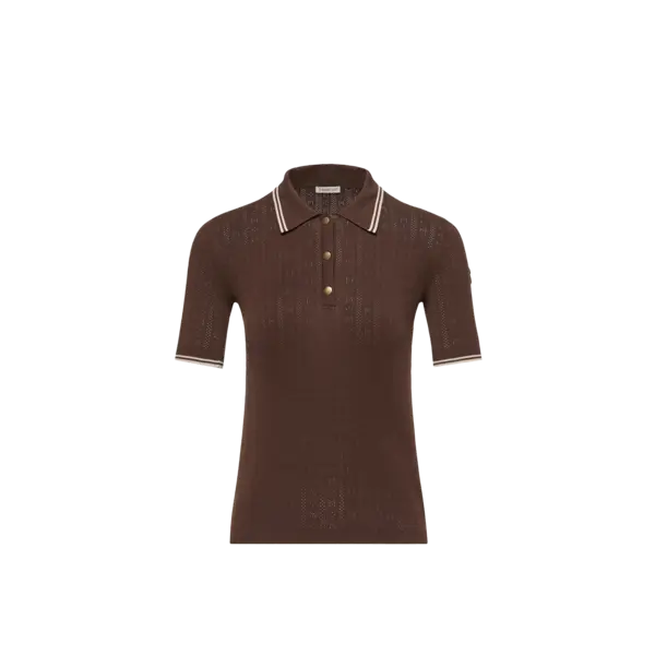 Moncler Rhombus And Logo Cotton Polo Shirt - Brown