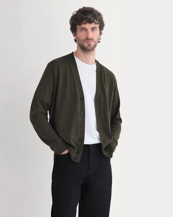 Everlane Ultrafine Merino Wool V-neck Cardigan - Heather Beech