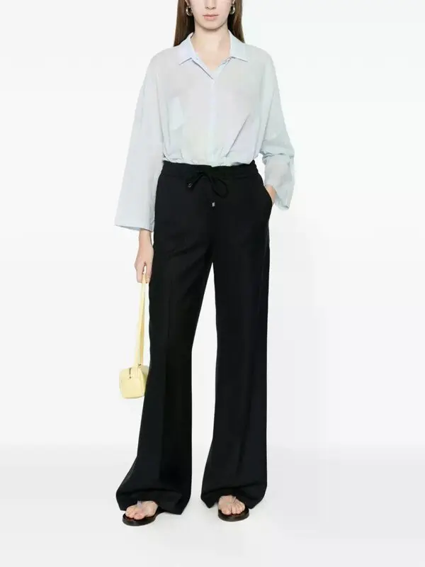 BERWICH Wool Wide Leg Trousers - Black