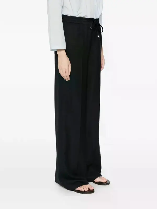 BERWICH Wool Wide Leg Trousers - Black