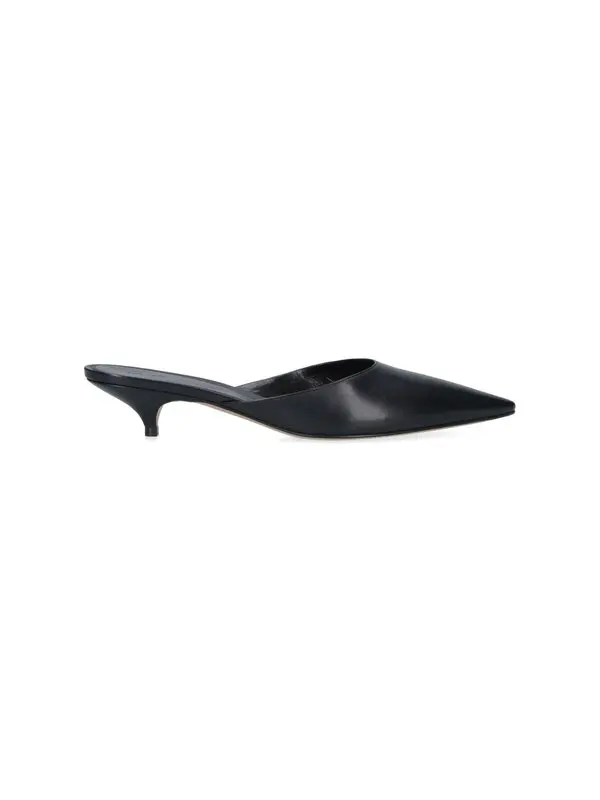 THE ROW Liisa Kitten Mules - Black