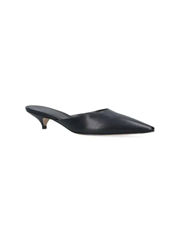 THE ROW Liisa Kitten Mules - Black