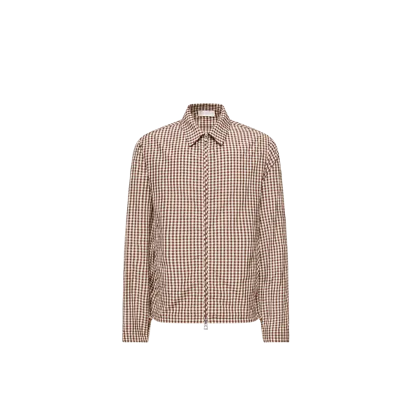 Moncler Vichy Cotton Blend Zip-up Shirt - Multicolour