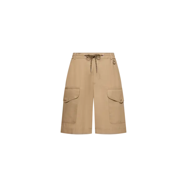 Moncler Cotton Poplin Cargo Shorts - Beige