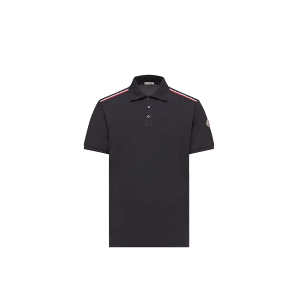 Moncler Tricolor-trimmed Cotton Piquet Polo Shirt - Blue