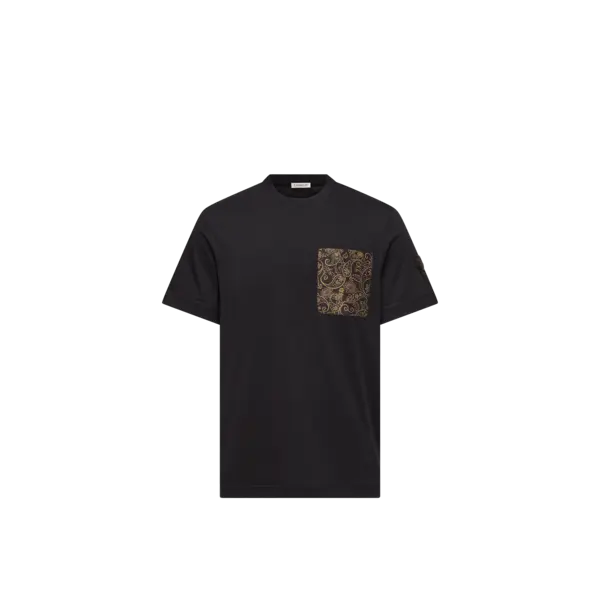 Moncler Paisley Print Cotton T-shirt - Blue