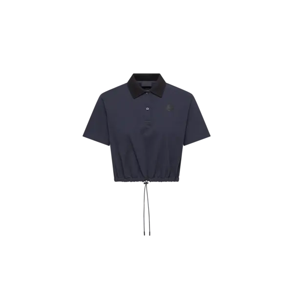 Moncler Cropped Cotton Piquet Polo Shirt - Blue