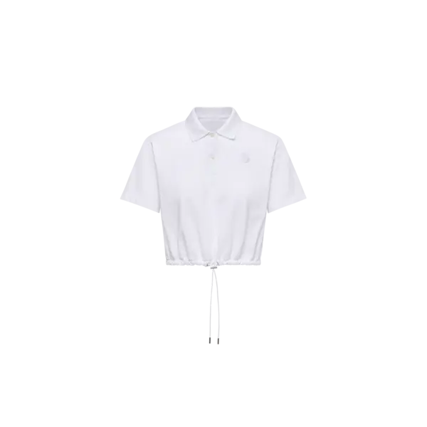 Moncler Cropped Cotton Piquet Polo Shirt - White