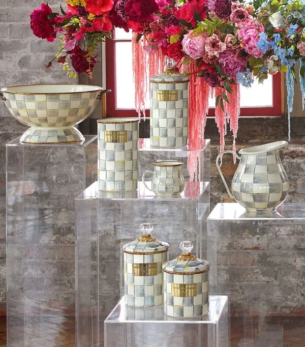 MACKENZIE-CHILDS Medium Sterling Check Canister