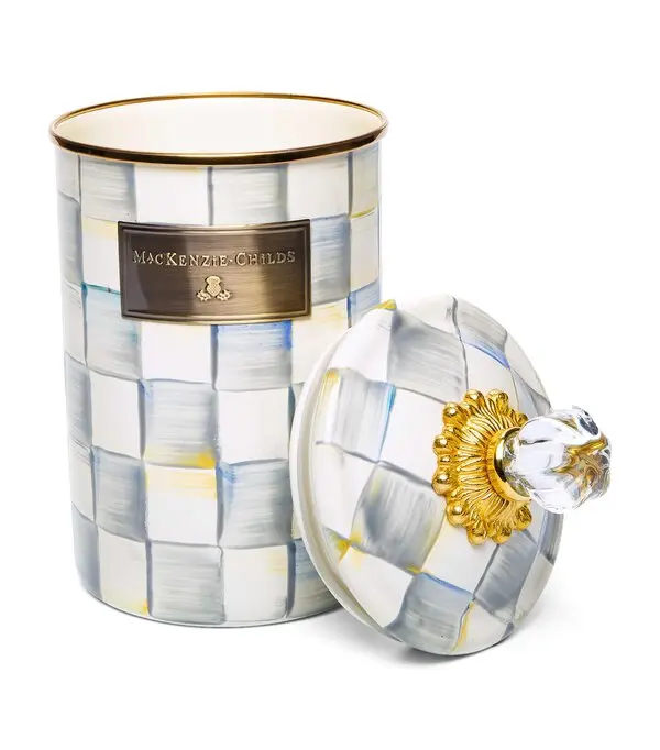 MACKENZIE-CHILDS Large Sterling Check Canister - Silver
