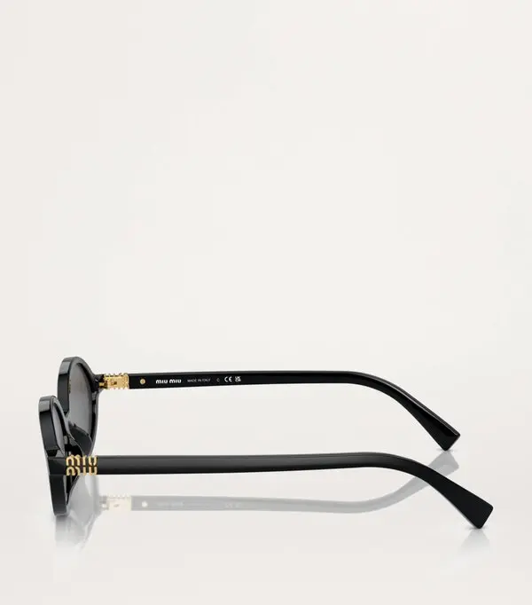 Miu Miu Acetate Oval Sunglasses - Black