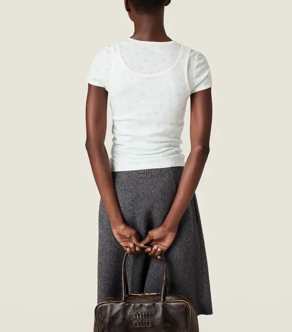 Miu Miu Cotton Jersey Ribbed Tank Top - White