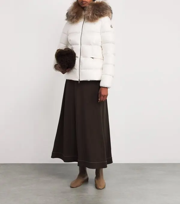Moncler Shearling-trim Boed Puffer Jacket - Beige