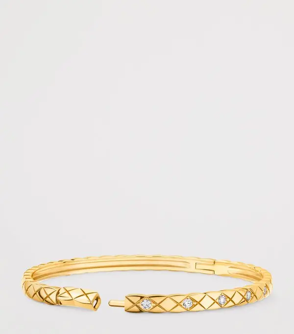 Chanel 18k Gold Diamond Coco Crush Bangle