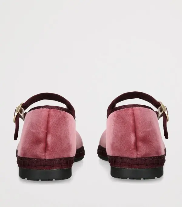 FLABELUS Velvet Mary Jane Flats - Pink