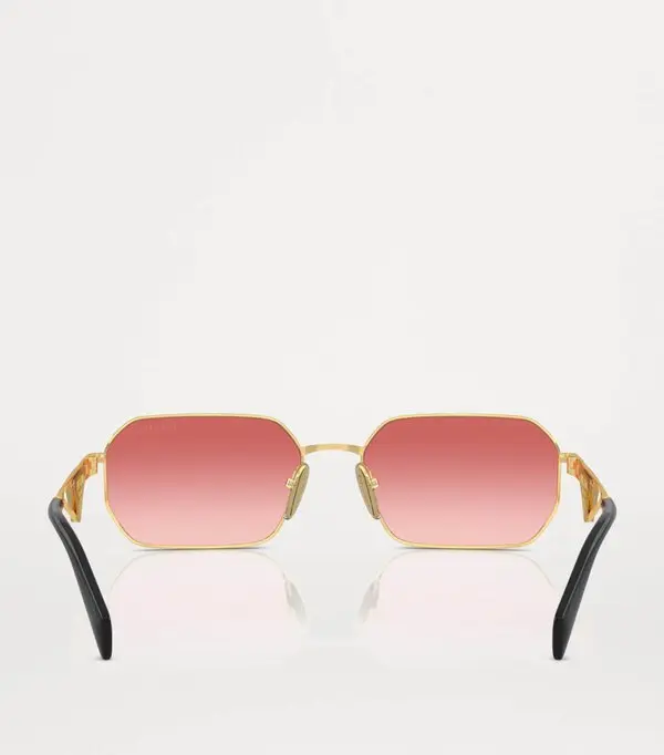 Prada Metal Rectangle Sunglasses - Gold