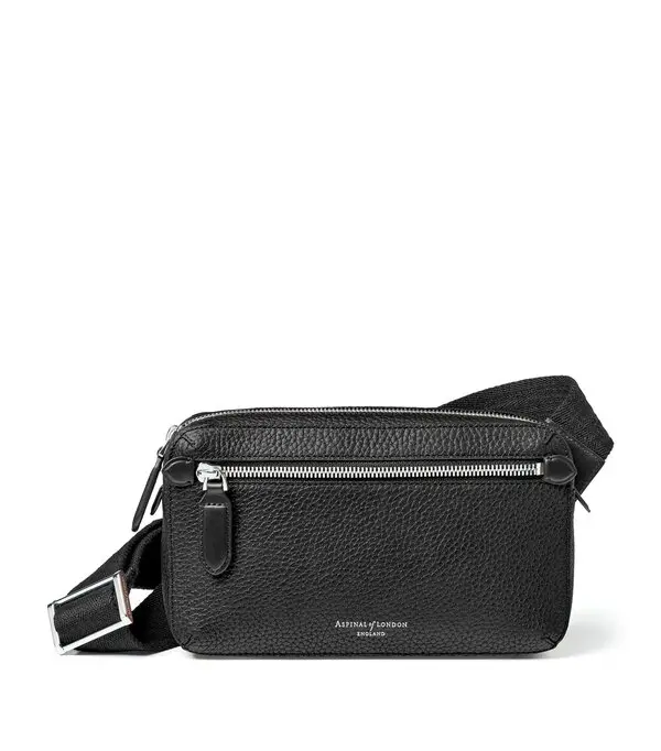 ASPINAL OF LONDON Leather Reporter Compact Belt Bag - Black