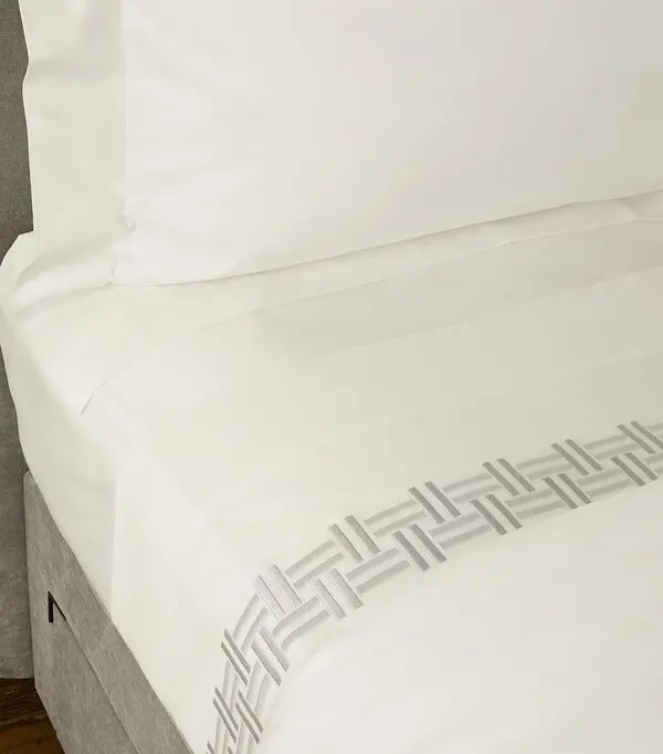 Frette Basketweave Super King Flat Sheet Set - Grey