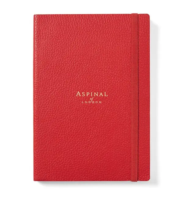 ASPINAL OF LONDON Grained Leather Bound A5 Notebook