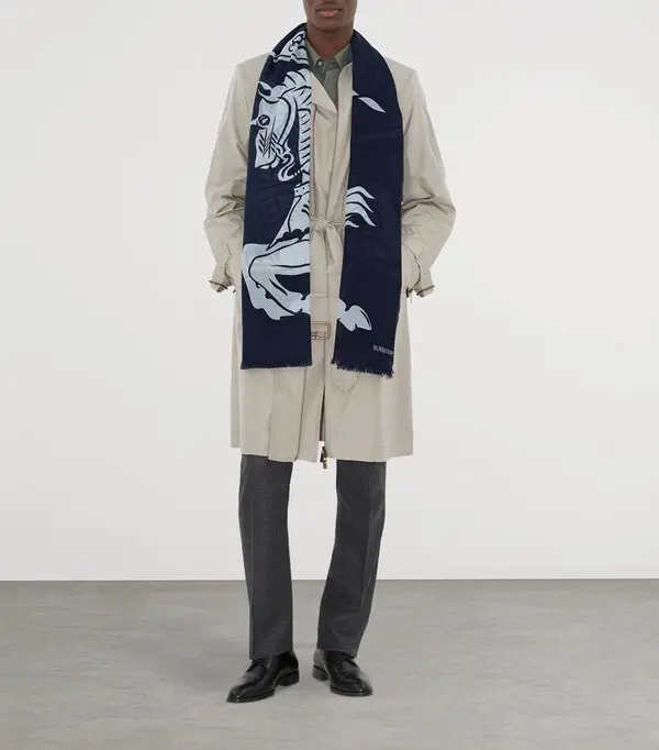 Burberry Wool Wide Ekd Scarf