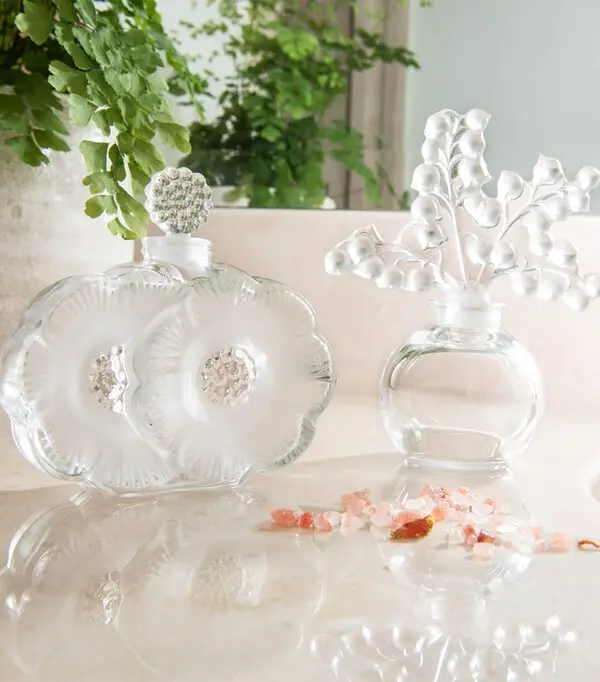 Lalique Crystal Deux Fleurs Perfume Bottle - Clear