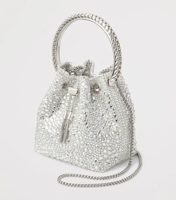 JIMMY CHOO Embellished Top-handle Pouch - White