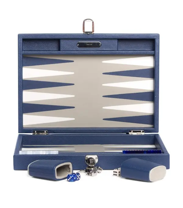 HECTOR SAXE Leather Backgammon Set - Blue