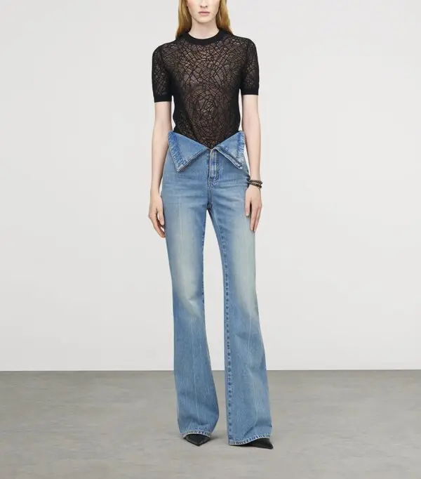 Alexander McQueen Foldover-waist Flared Jeans