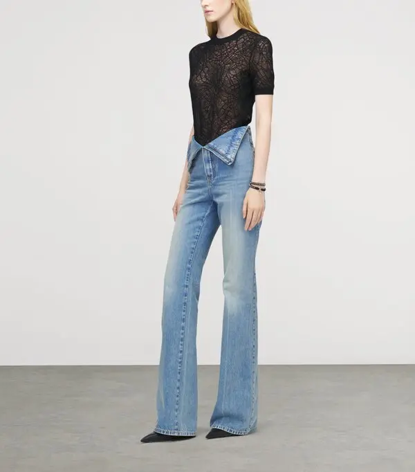 Alexander McQueen Foldover-waist Flared Jeans