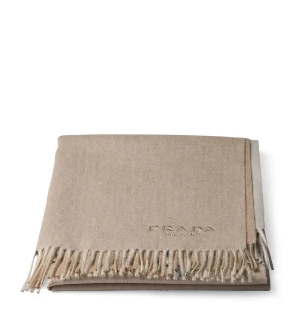 Prada Wool-cashmere Two-tone Throw - Brown
