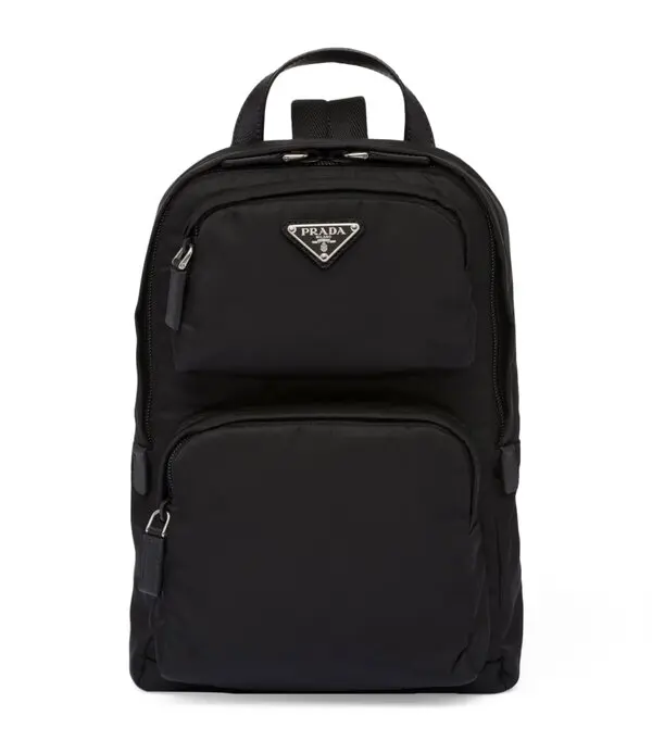 Prada Re-nylon And Saffiano Leather Backpack - Black