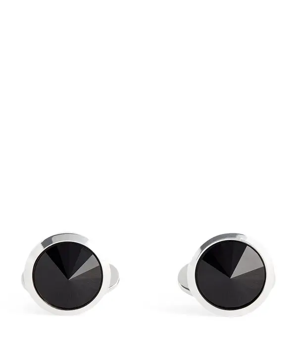Giorgio Armani Sterling Silver Embellished Cufflinks - Black
