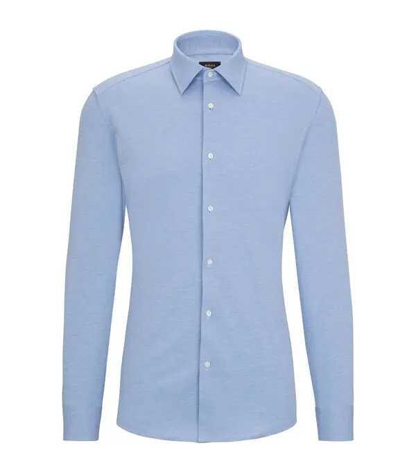 BOSS Stretch-cotton Slim Shirt - Blue
