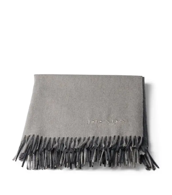 Prada Wool-cashmere Two-tone Throw - Grey