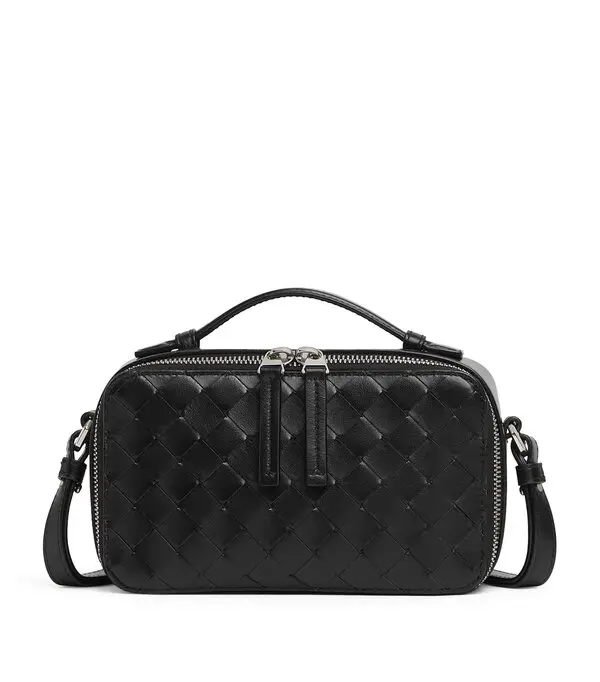 Bottega Veneta Leather Intrecciato Getaway Phone Pouch - Grey
