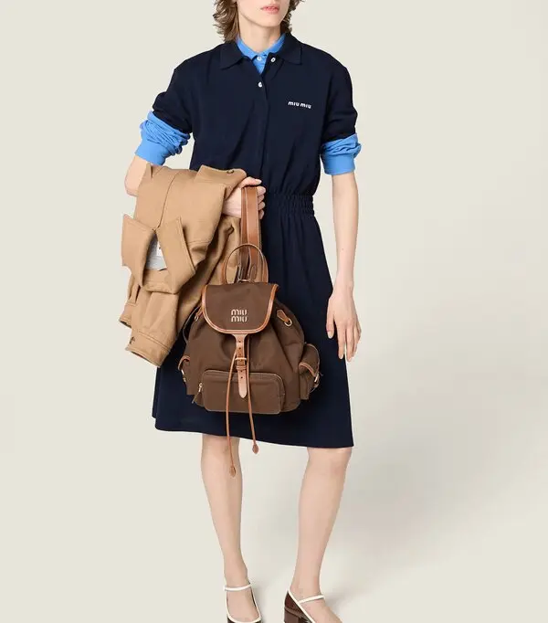 Miu Miu Canvas And Leather Backpack