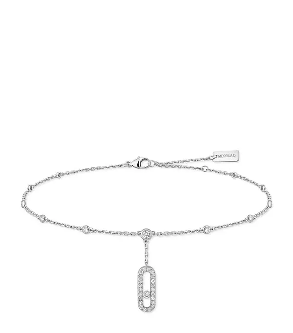 Messika Move Uno White Gold And Pavé Diamond Anklet - Silver