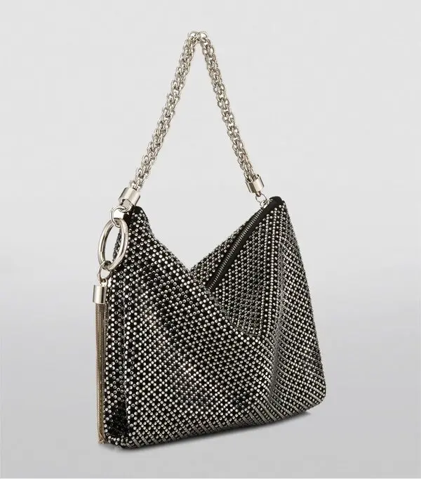 JIMMY CHOO Suede Crystal-embellished Callie Clutch - Black
